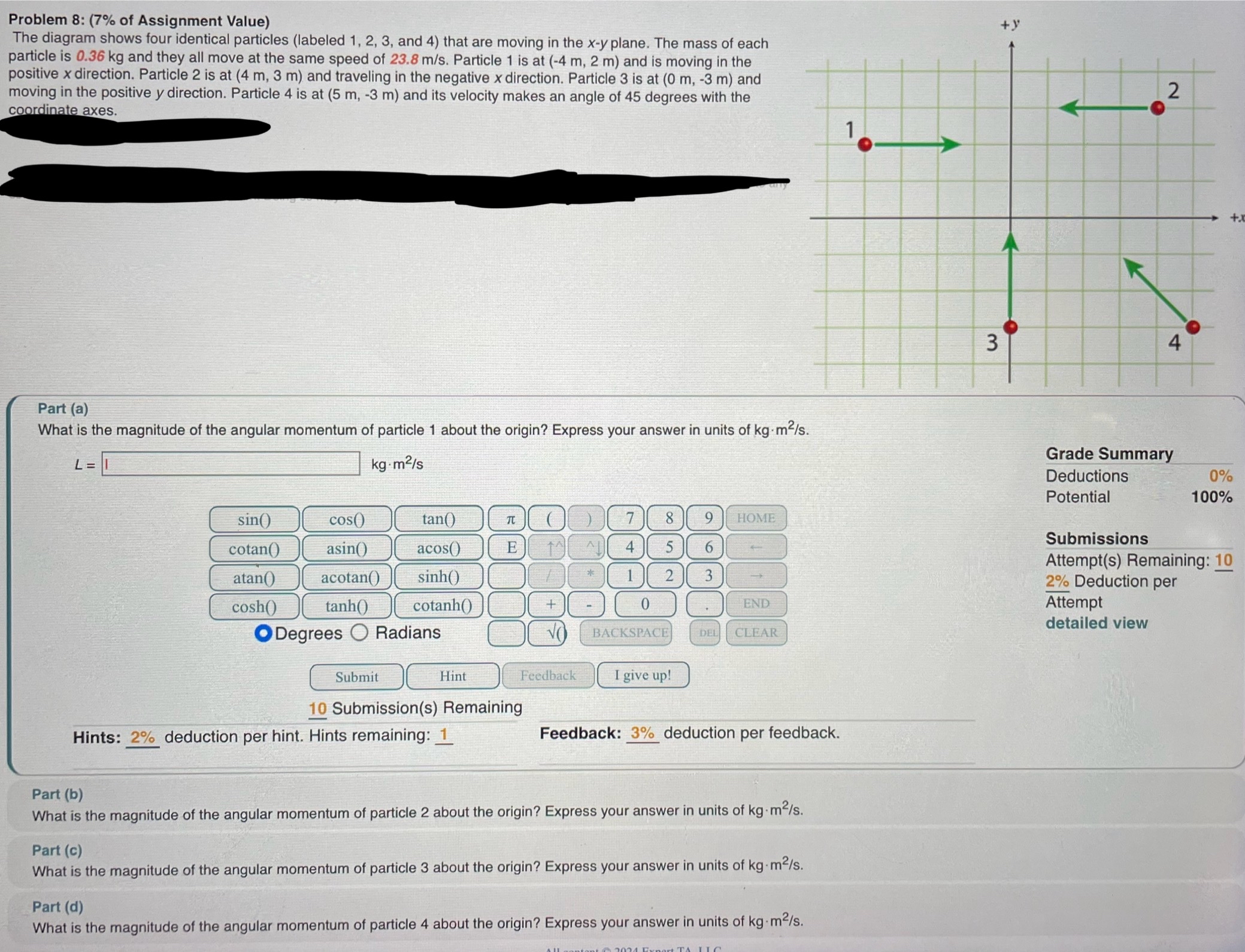 Solved Problem 8: (7% ﻿of Assignment Value)The diagram shows | Chegg.com