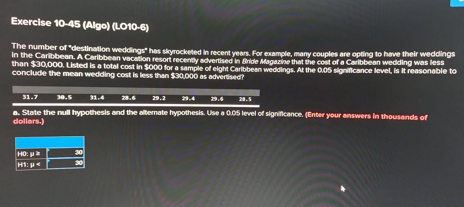 Solved Exercise 10-45 (Algo) (L-10-6) The number of | Chegg.com