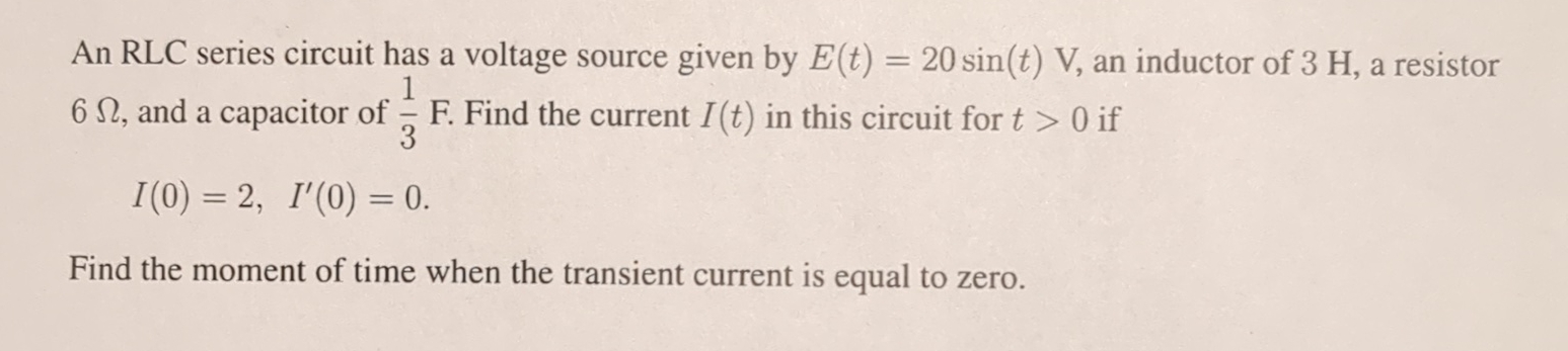 Solved An RLC series circuit has a voltage source given by | Chegg.com