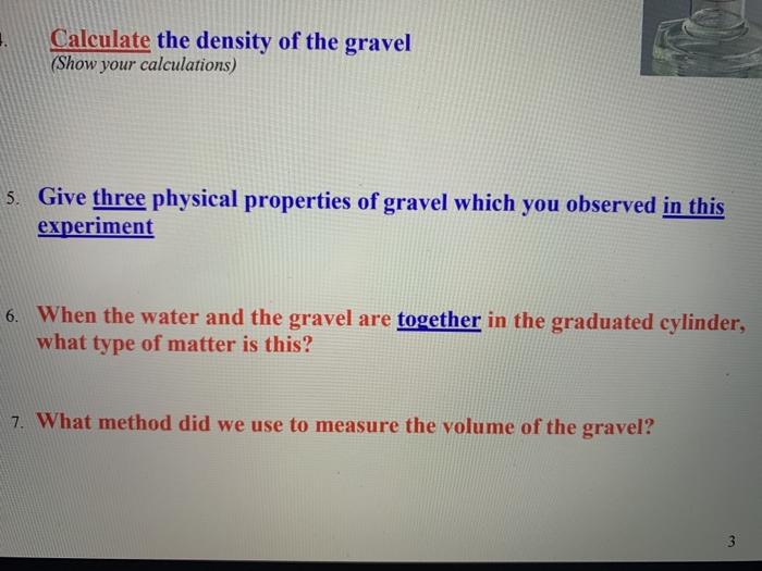 Calculate the density of the gravel (Show your | Chegg.com