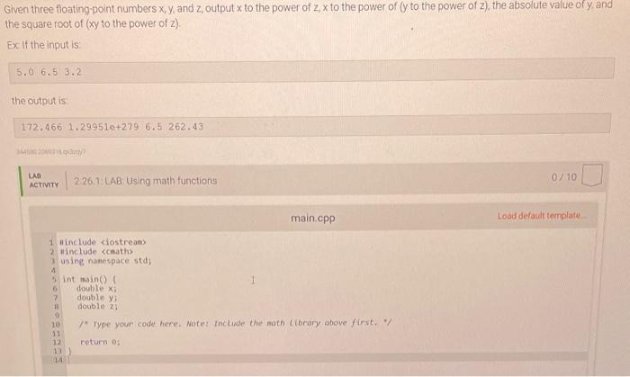 Solved Given three floating point numbers x, y, and z, | Chegg.com Solved Given three floating point numbers x, y, and z, | Chegg.com