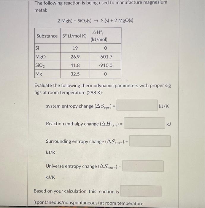 Solved The following reaction is being used to manufacture | Chegg.com