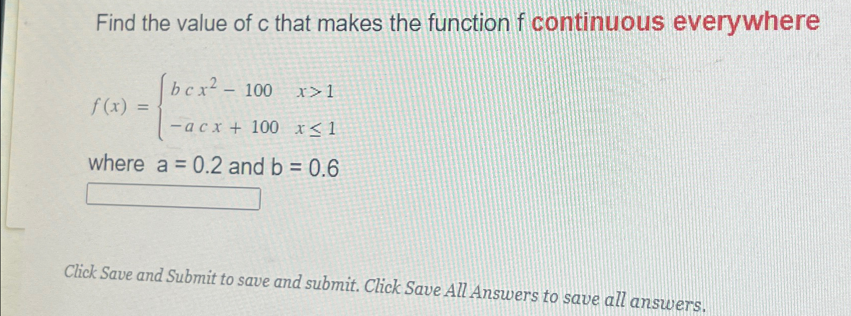 Solved Find the value of c ﻿that makes the function f | Chegg.com