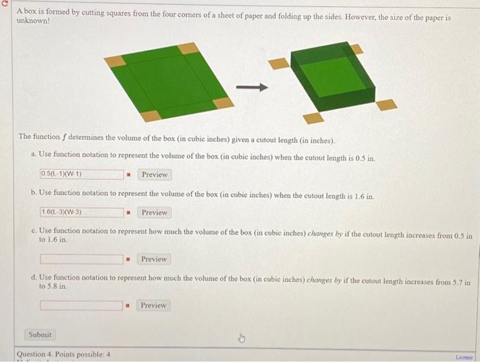 Solved A box is formed by curting squares from the four | Chegg.com