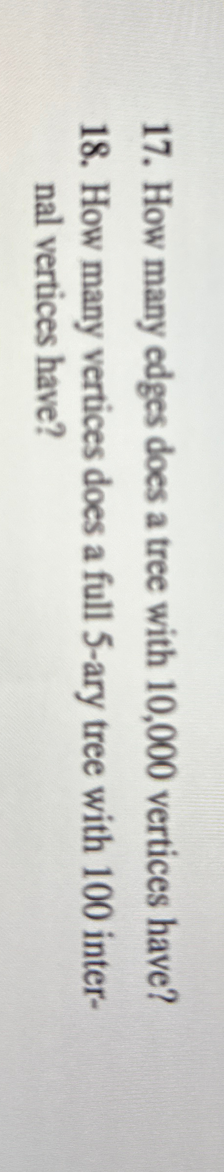 Solved How many edges does a tree with 10,000 ﻿vertices | Chegg.com