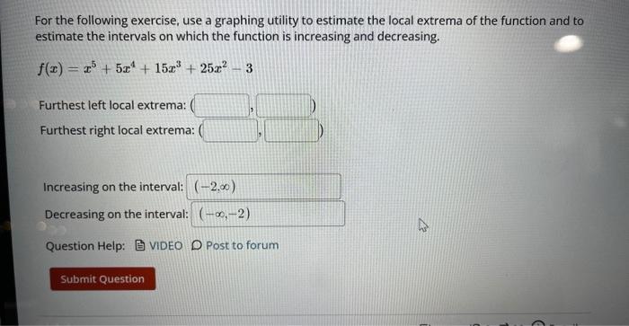 Solved For the following exercise, use a graphing utility to | Chegg.com
