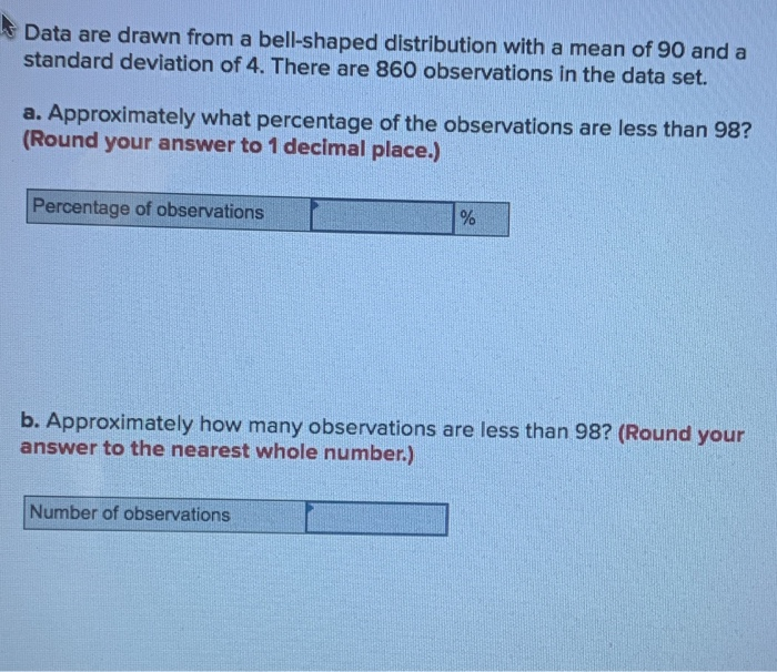 Solved Data are drawn from a bell-shaped distribution with a | Chegg.com