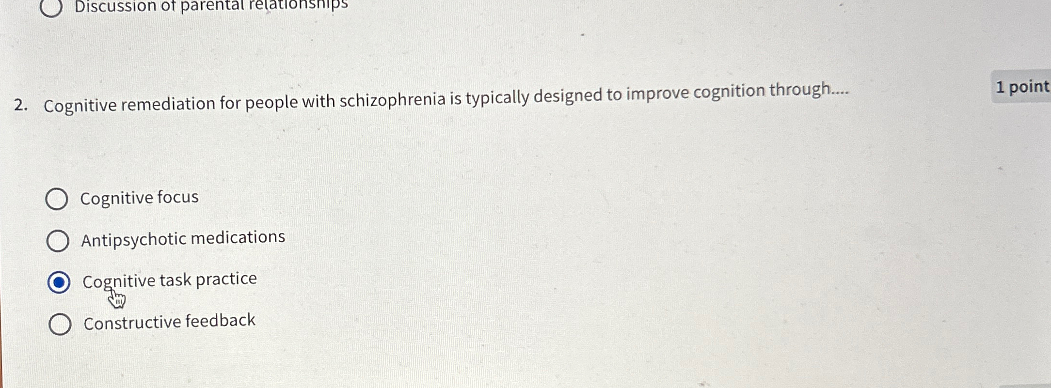 Solved Cognitive remediation for people with schizophrenia | Chegg.com