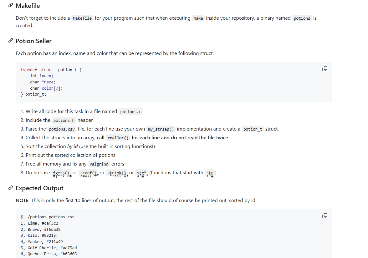 Solved typedef struct _potion_t { ﻿ int index; ﻿ char | Chegg.com