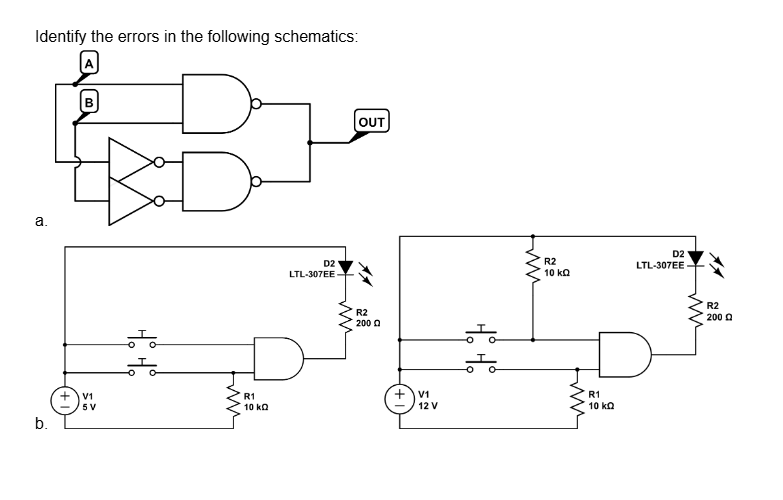 Solved Identify the errors in the following schematics:Top | Chegg.com