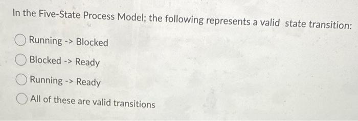 Solved In the Five-State Process Model; the following | Chegg.com