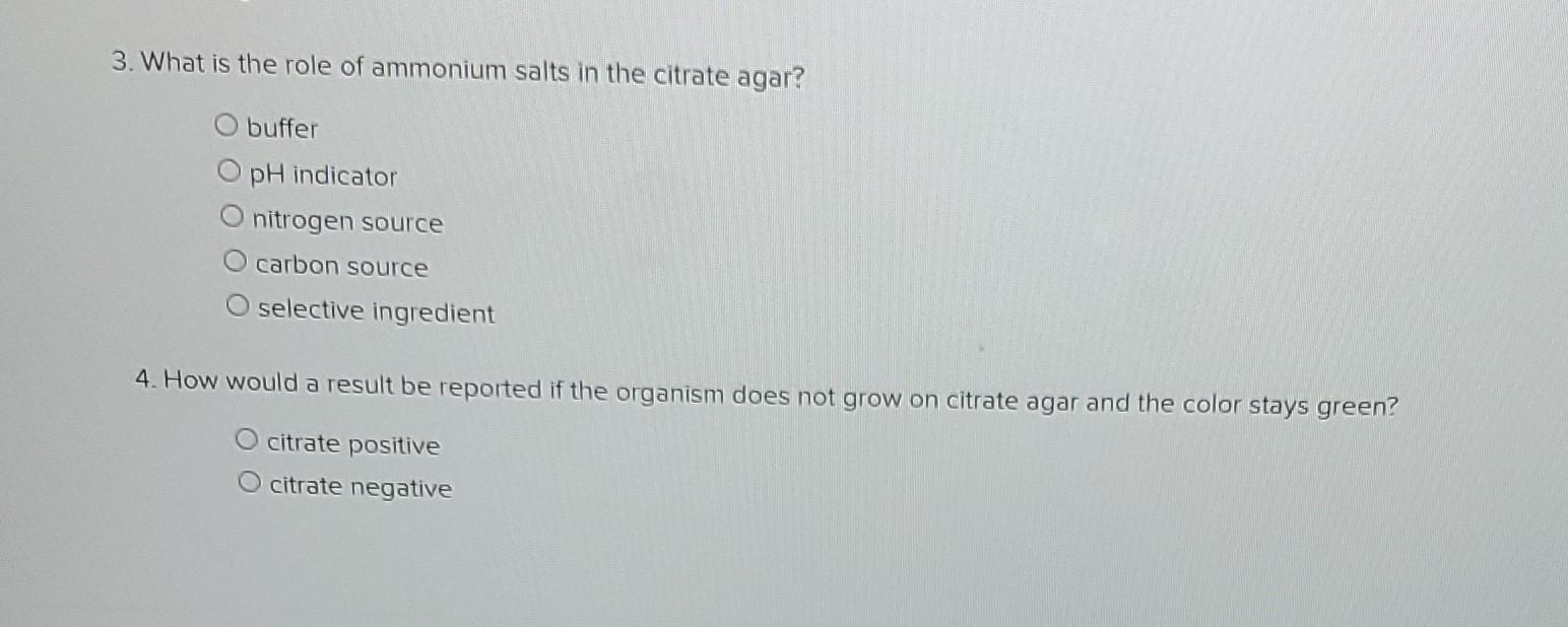 Solved Citrate Test Read the report and answer all | Chegg.com