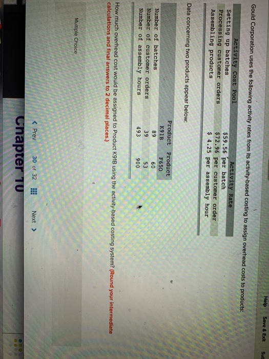 Solved Help Save & Exit Sub Gould Corporation uses the | Chegg.com