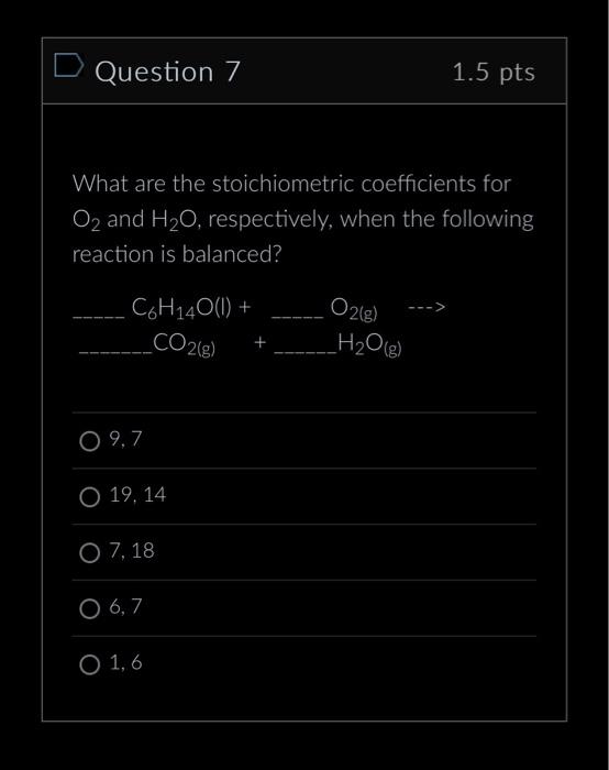 Solved Question 5 What are the stoichiometric coefficients | Chegg.com