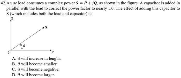 Solved 42. An ac load consumes a complex power S=P+jQ, as | Chegg.com