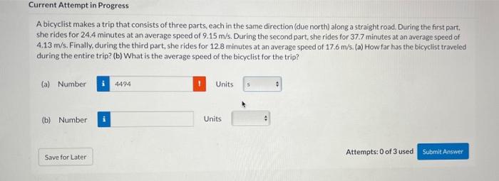 Solved A bicyclist makes a trip that consists of three | Chegg.com