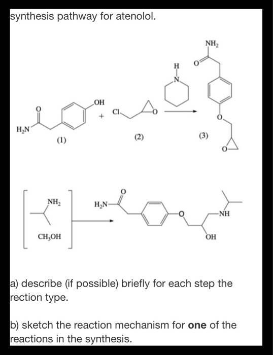 Solved synthesis pathway for atenolol. CH,OH a) describe (if | Chegg.com