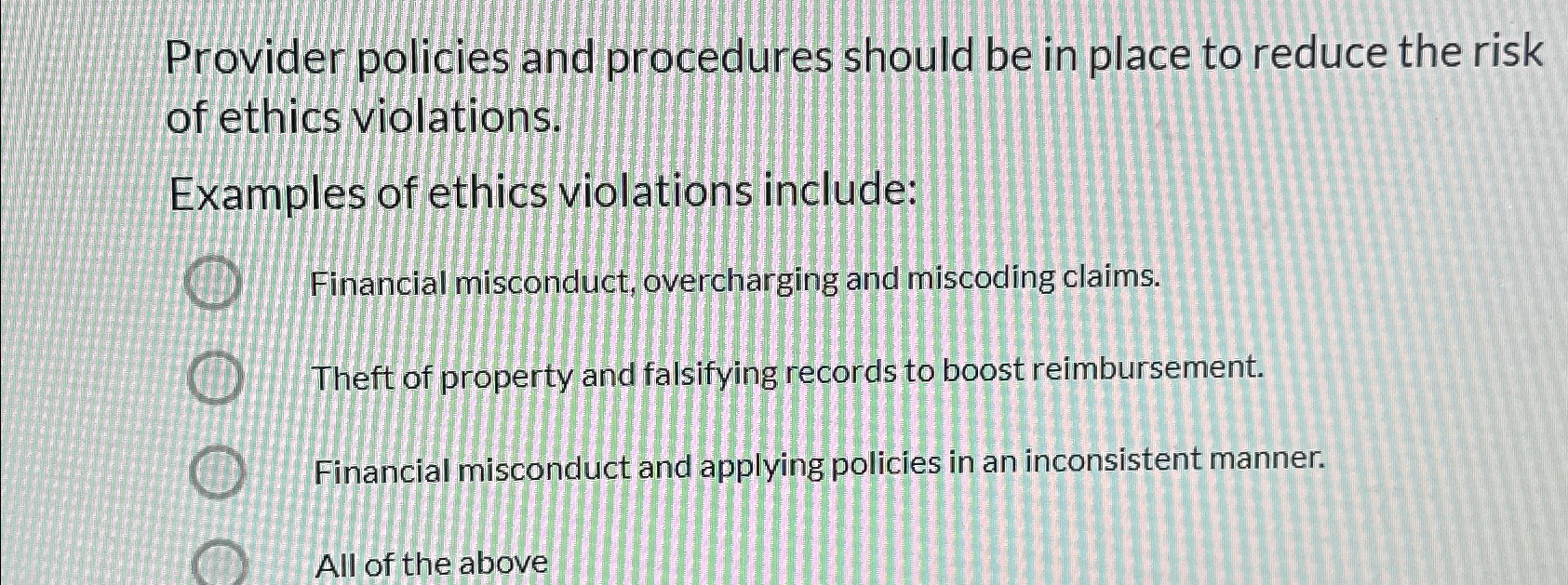 Solved Provider policies and procedures should be in place | Chegg.com