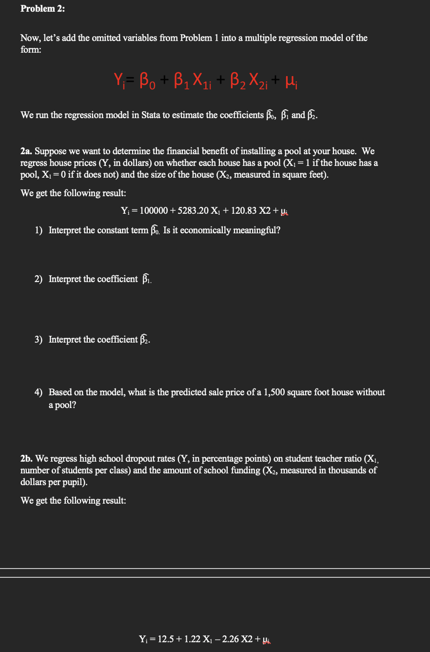 Solved Problem 2:Now, let's add the omitted variables from | Chegg.com