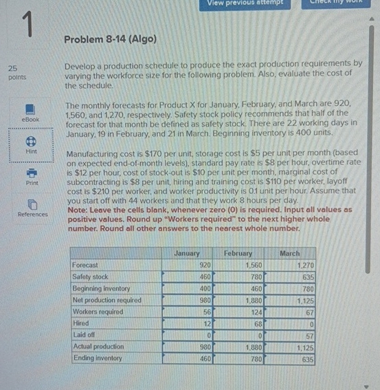 Solved 1Problem 8-14 (Algo)25 ﻿points | Chegg.com