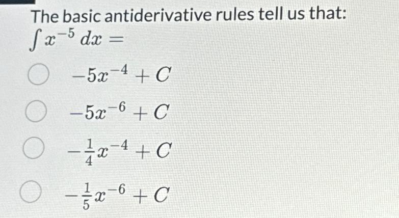 Solved The basic antiderivative rules tell us | Chegg.com