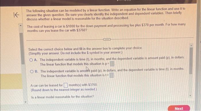 Solved The following situation can be modeled by a linear | Chegg.com