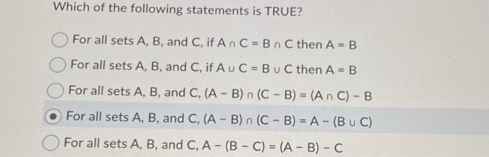 Solved Which of the following statements is TRUE? For all | Chegg.com