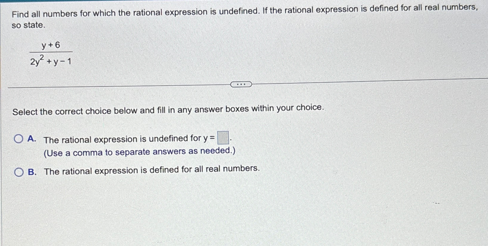 Solved Find all numbers for which the rational expression is | Chegg.com