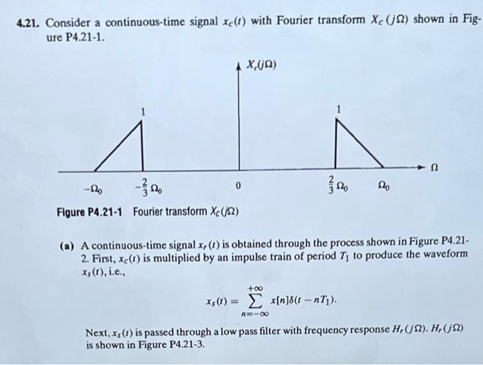 4.21. Consider a continuous-time signal xc(t) with | Chegg.com