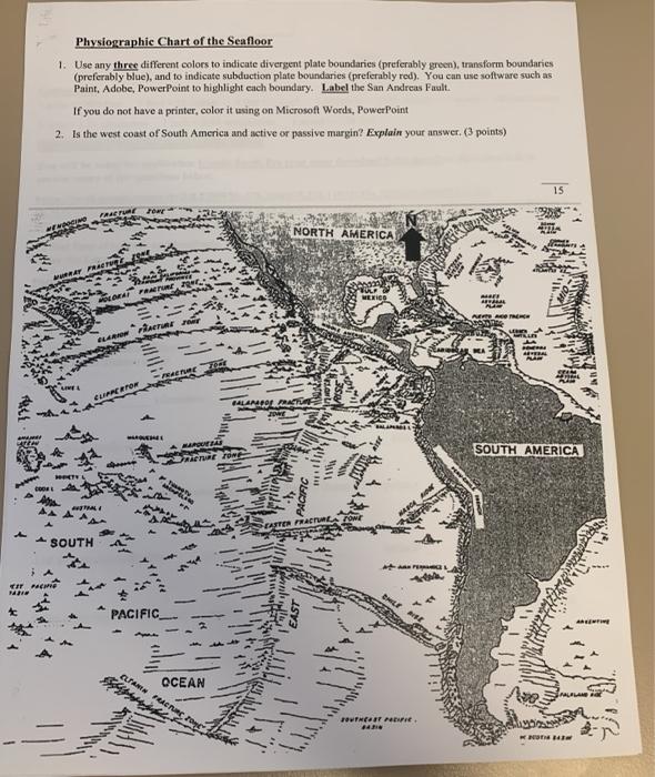 Solved Physiographic Chart of the Seafloor 1. Use any three | Chegg.com