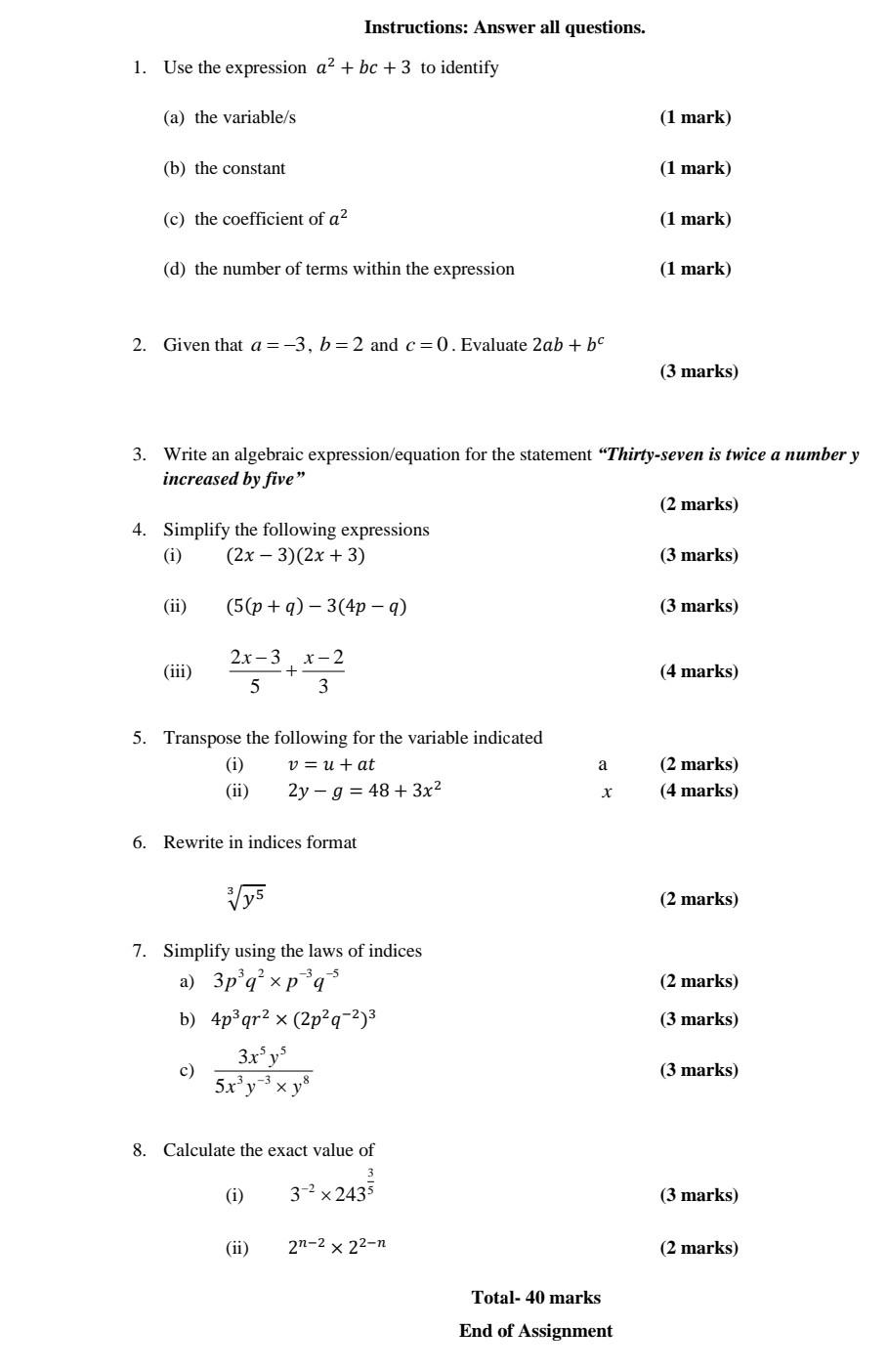Solved Instructions: Answer all questions. 1. Use the | Chegg.com