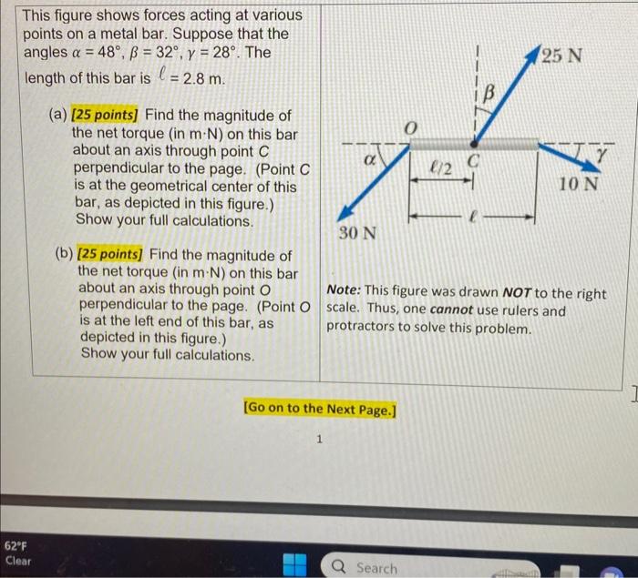 Solved This figure shows forces acting at various points on | Chegg.com