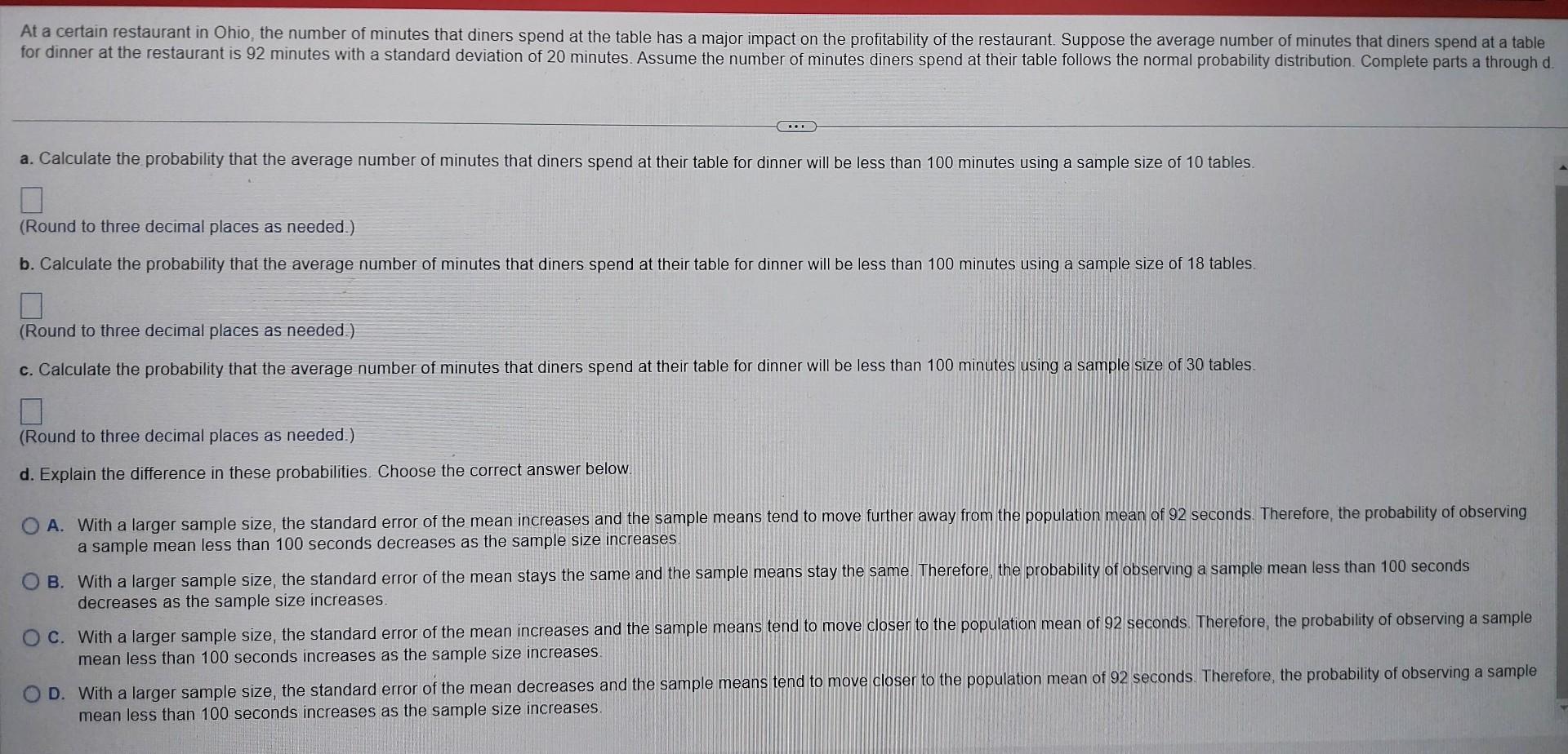 Solved a. Calculate the probability that the average number | Chegg.com