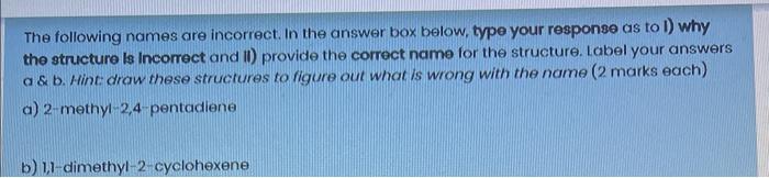 Solved The following names are incorrect. In the answer box | Chegg.com