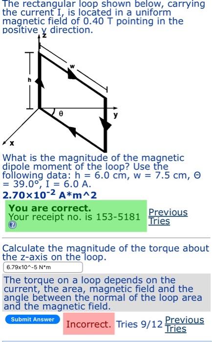 Solved The rectangular loop shown below, carrying the | Chegg.com