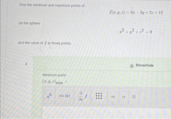 Solved Find the minimum and maximum points of | Chegg.com