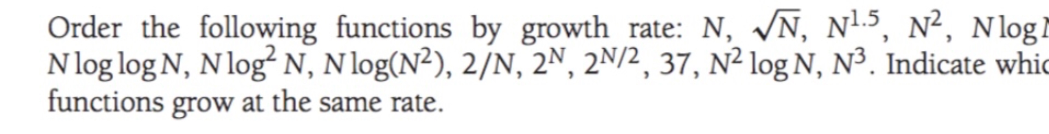 Solved Order the following functions by growth rate: | Chegg.com