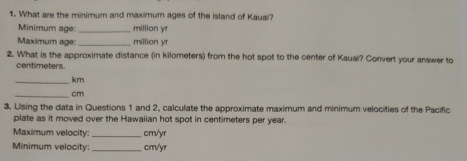 What are the minimum and maximum ages of the island | Chegg.com