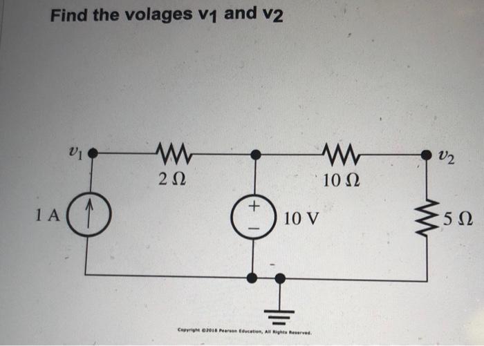 Solved Find the volages v1 and v2 | Chegg.com