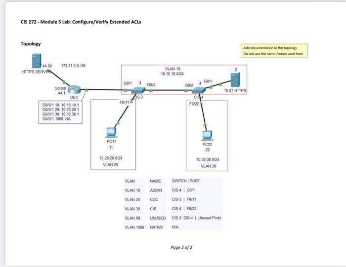 Solved CIS 272 - Module 5 Lab: Configure/Verify Extended | Chegg.com