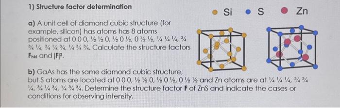 Solved 1) Structure factor determination a) A unit cell of | Chegg.com