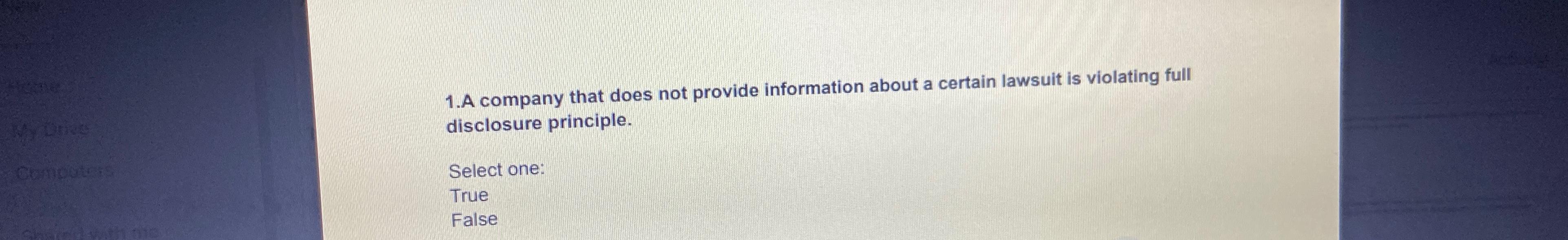 Solved 1.A company that does not provide information about a | Chegg.com