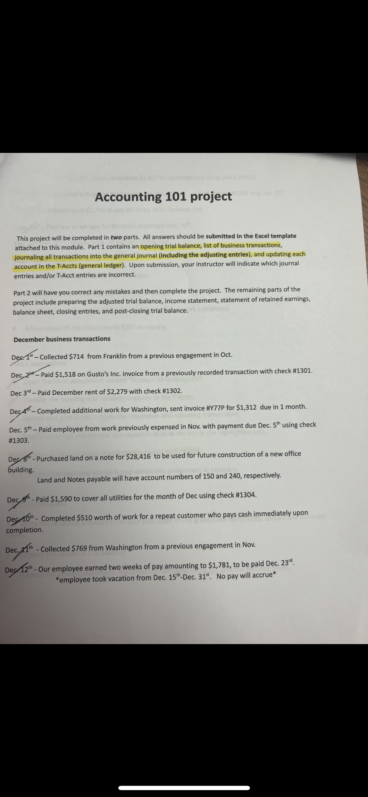 Solved Accounting 101 ﻿projectThis project will be completed | Chegg.com
