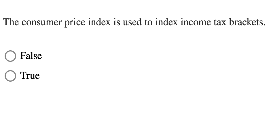 Solved The consumer price index is used to index income tax | Chegg.com