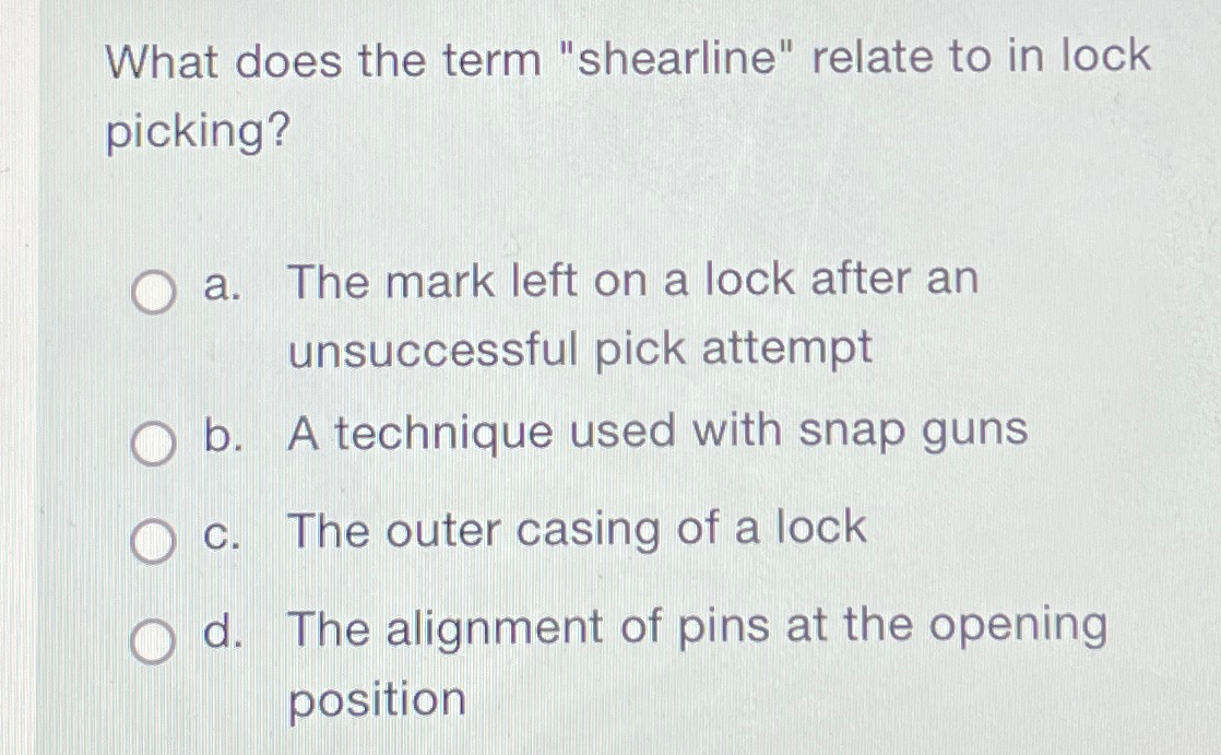 Solved What does the term "shearline" relate to in lock | Chegg.com