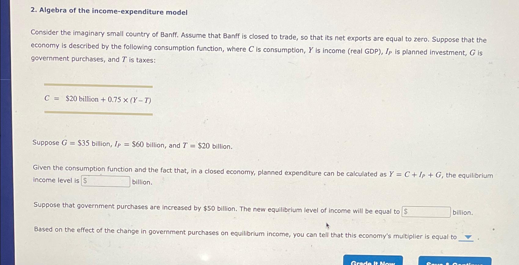 Solved Algebra of the income-expenditure modelConsider the | Chegg.com