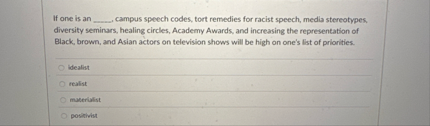 Solved If one is an q, ﻿campus speech codes, tort remedies | Chegg.com