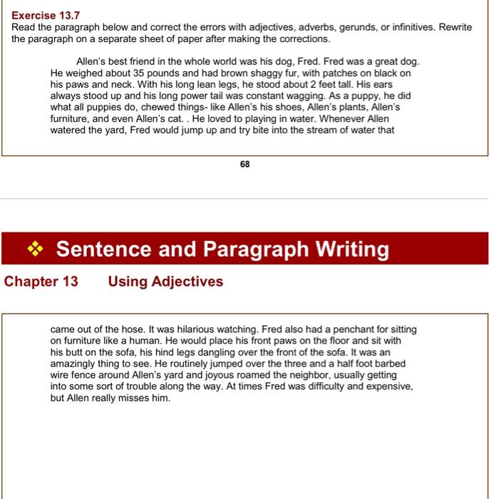Exercise 13.7 Read the paragraph below and correct | Chegg.com