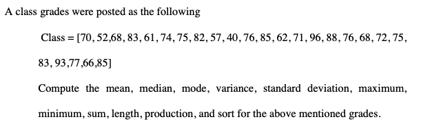 Solved MATLAB. A class grades were posted as the following | Chegg.com