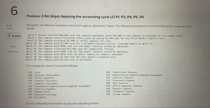 [Solved]: Problem 3-5A (Algo) Applying the accounting cycle